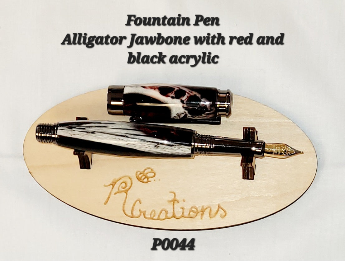 P0044 Red Alligator Jawbone Fountain Pen – Babe's Fiber Garden